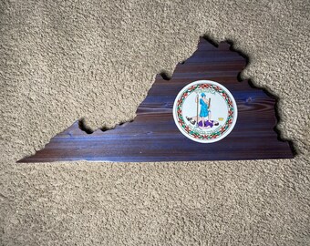 Virginia Wood Flag Flags Rustic Flags Wooden Handmade Sign State Sign ...