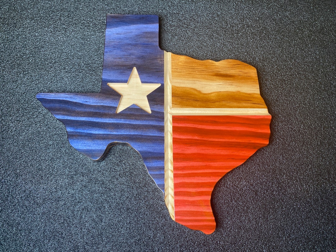 Carved Wooden Texas Shaped Flag - Etsy