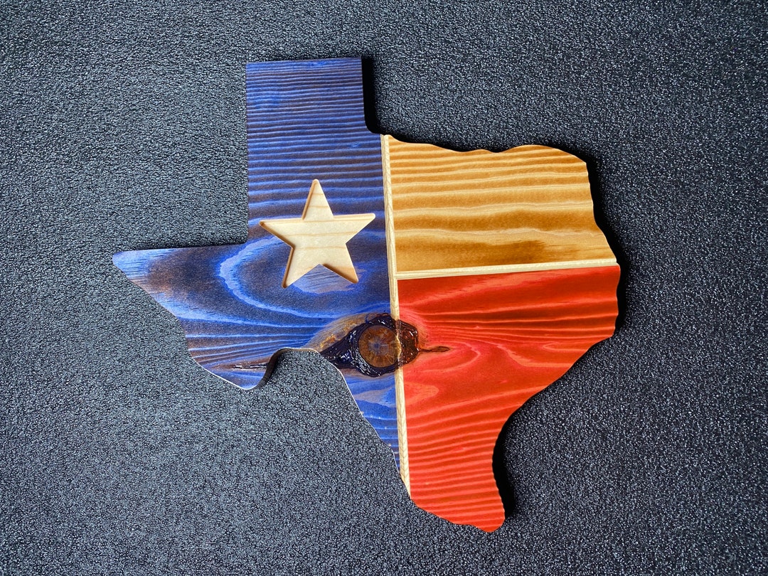 Carved Wooden Texas Shaped Flag - Etsy