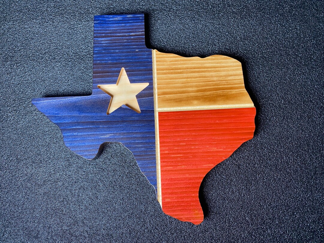 Carved Wooden Texas Shaped Flag - Etsy