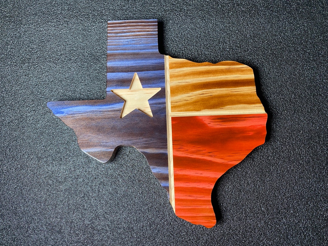 Carved Wooden Texas Shaped Flag - Etsy