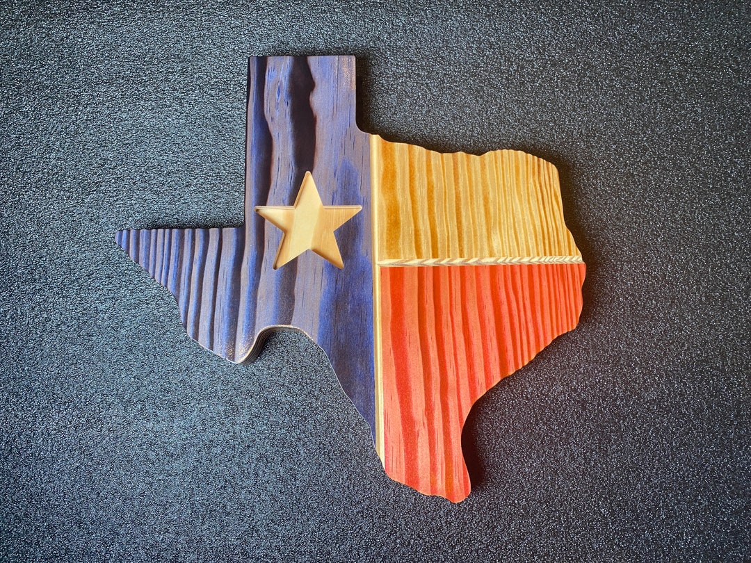 Thicker Carved Wooden Texas Shaped Flag for Desks - Etsy