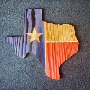 Thicker Carved Wooden Texas Shaped Flag for Desks - Etsy