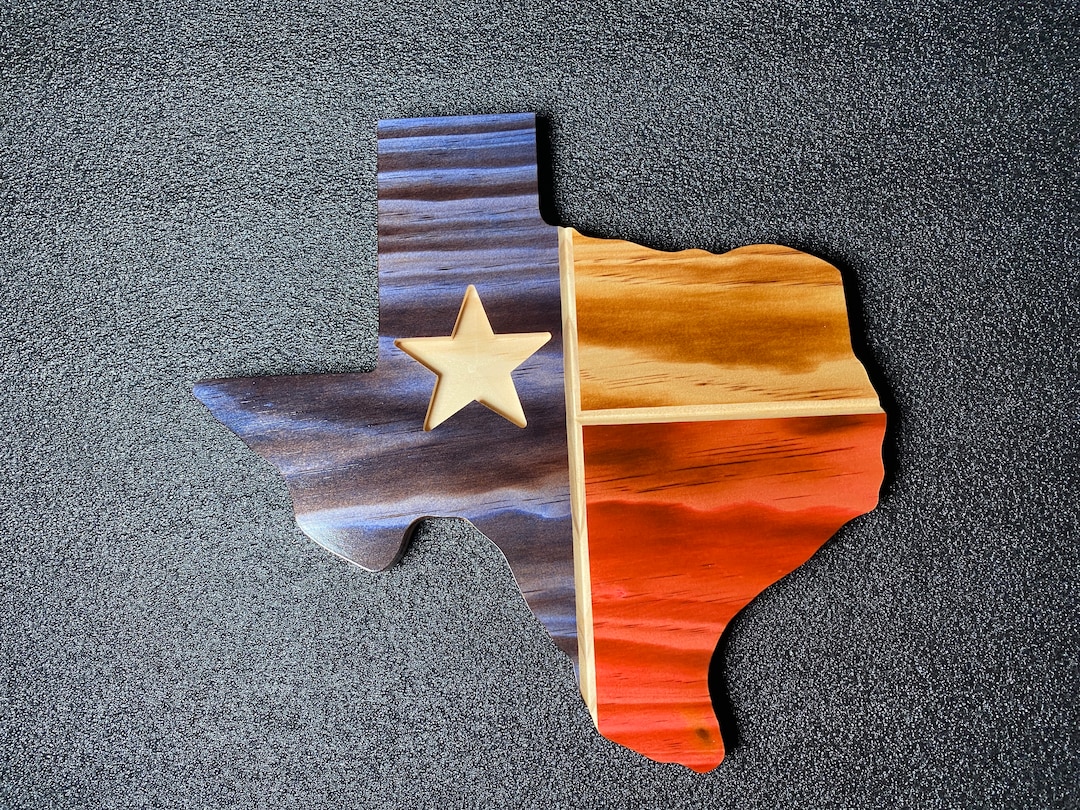 Carved Wooden Texas Shaped Flag - Etsy