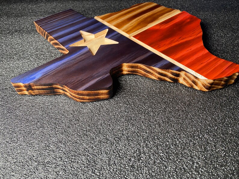 Carved Wooden Texas Shaped Flag - Etsy