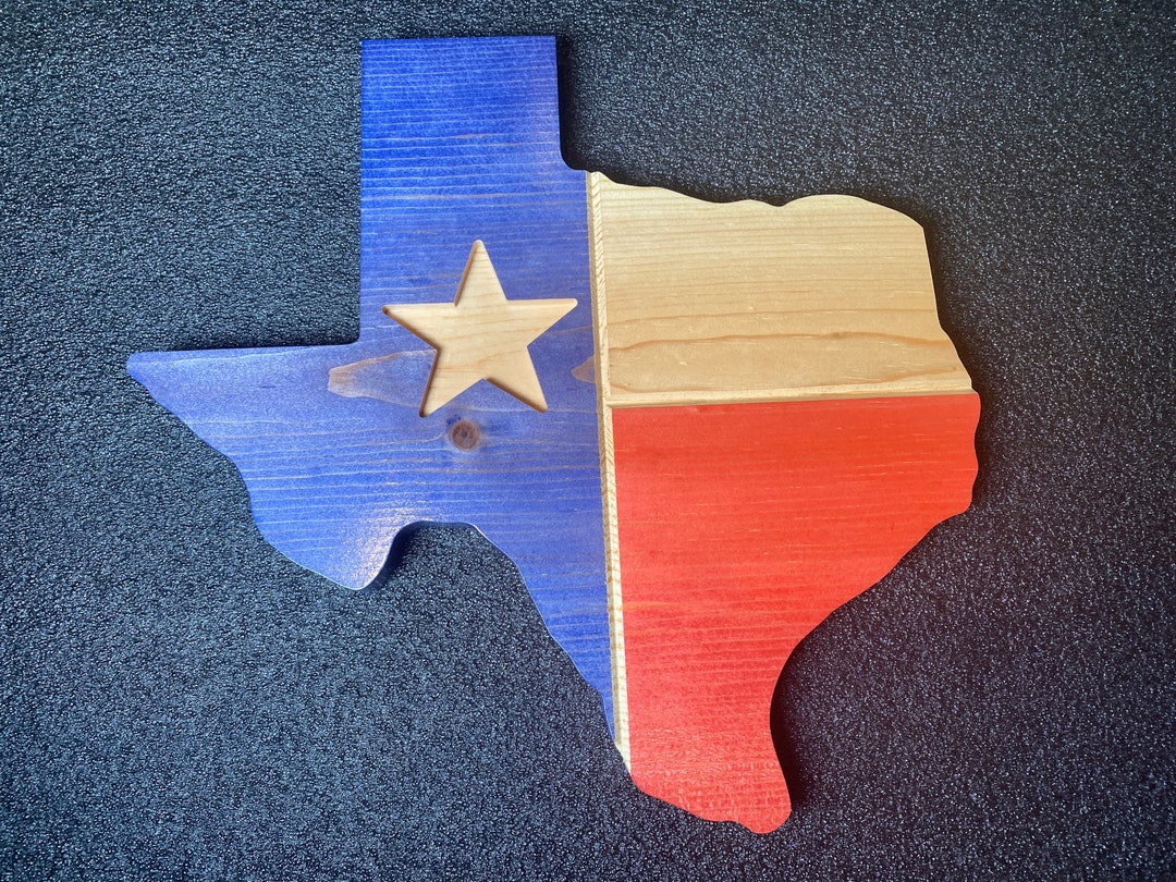 Carved Wooden Texas Shaped Flag - Etsy