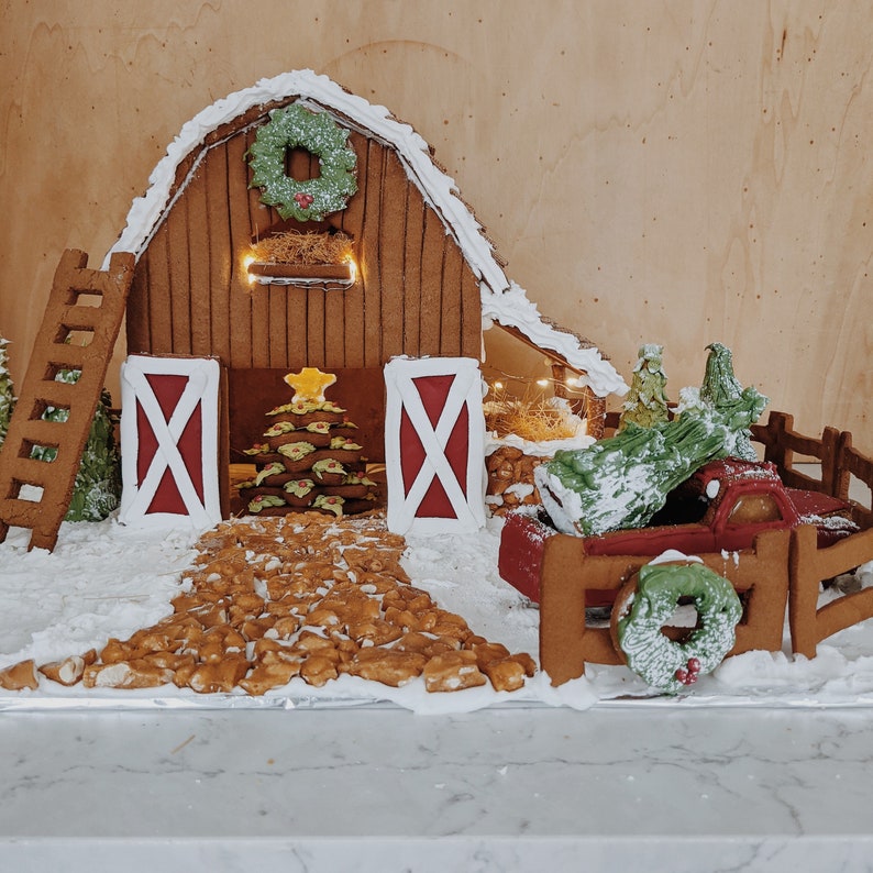 Barn Gingerbread House Template - Etsy
