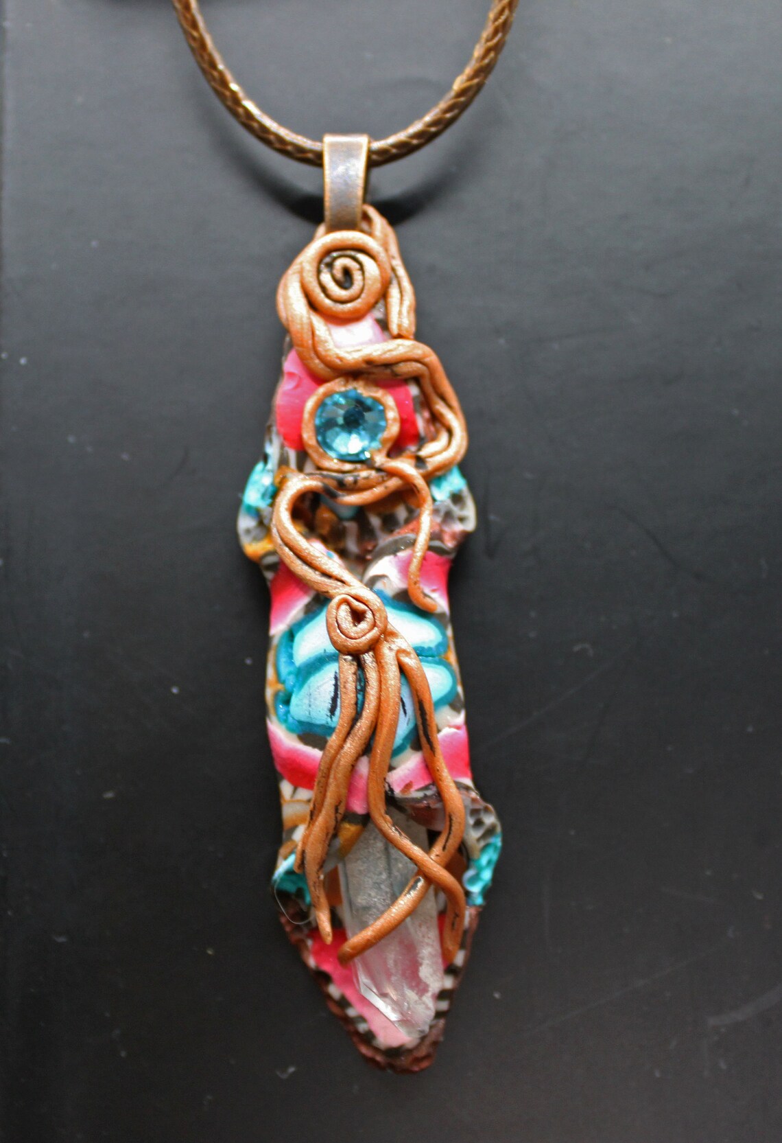 Unique Crystal Amulet Hand Sculpted Polymer Clay Necklace - Etsy