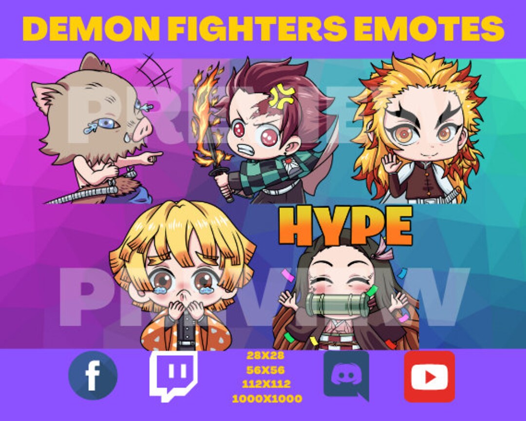 5 Demon Fighter Emote Pack Twitch Emotes Chibi Emotes - Etsy México