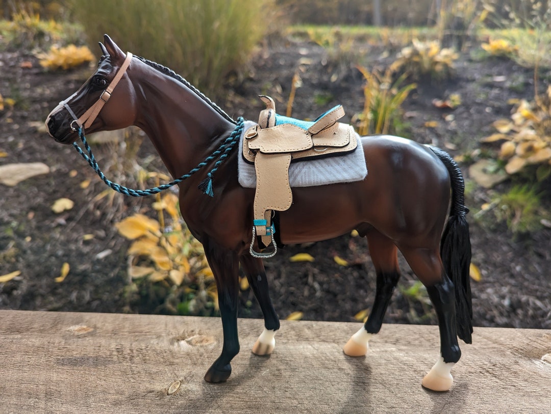 Model Horse Western Saddle Set Traditional 1:9 Scale Natural - Etsy