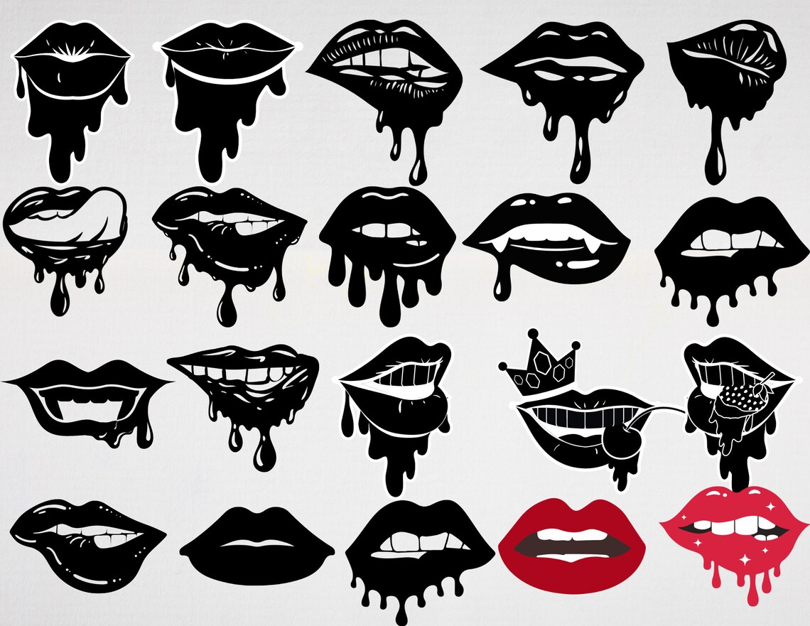 150 Dripping Lips Svg Lips SVG Kiss SVG Lips Clipart Lips | Etsy