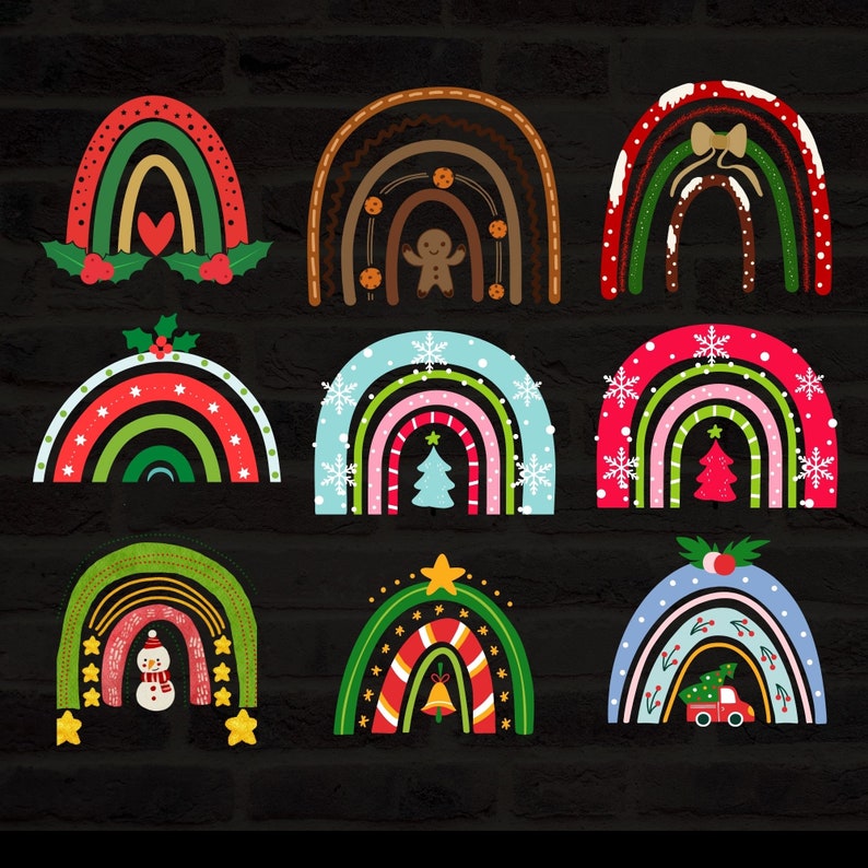 Christmas Rainbow Clipart Christmas Svg Rainbow Clipart - Etsy Canada