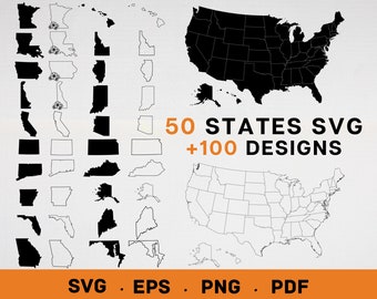 Clip Art Art & Collectibles Cricut Silhouettes State outline svg 50 ...