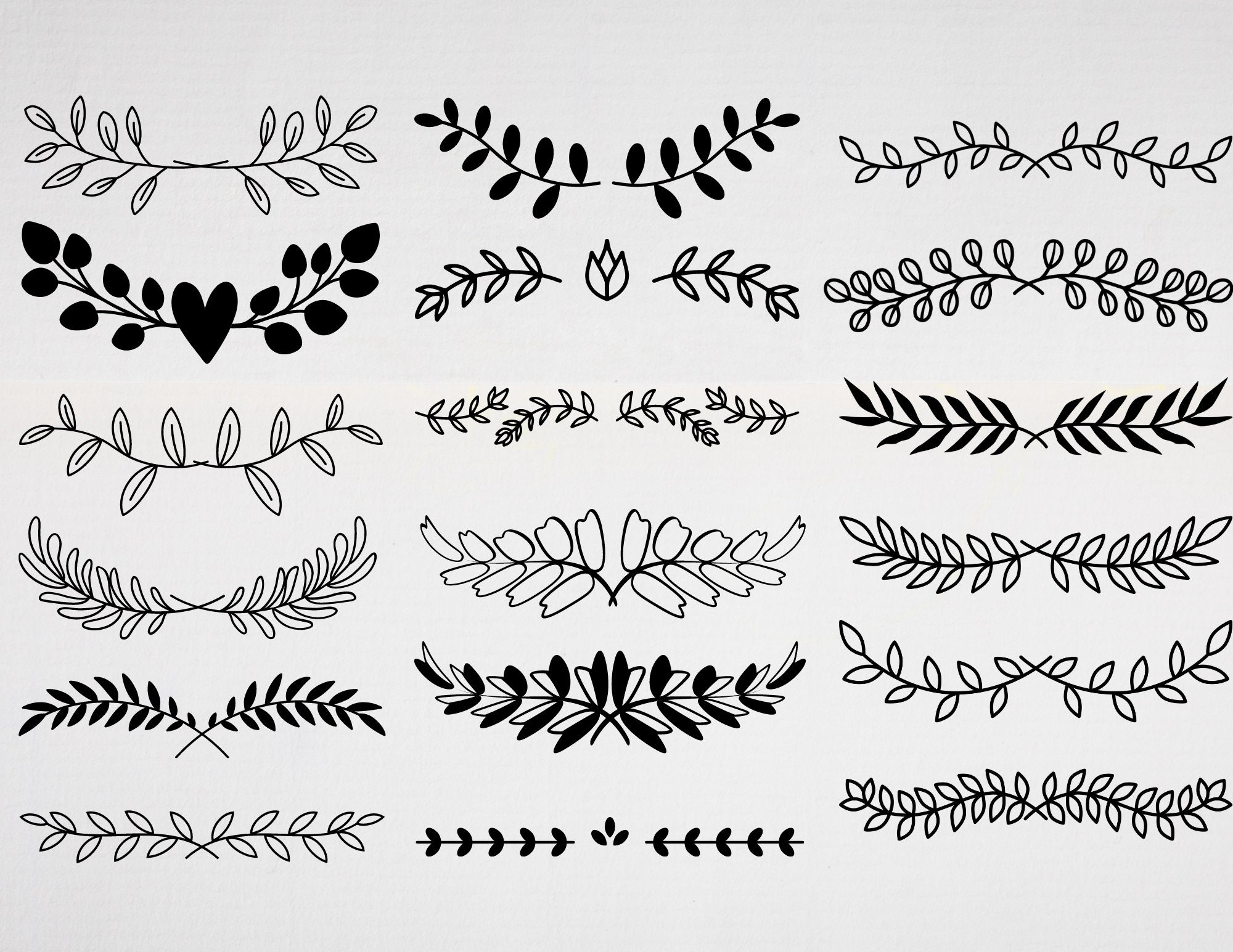 Greenery Leaf Divider Svg Decorative Border Svg Leaf - Etsy