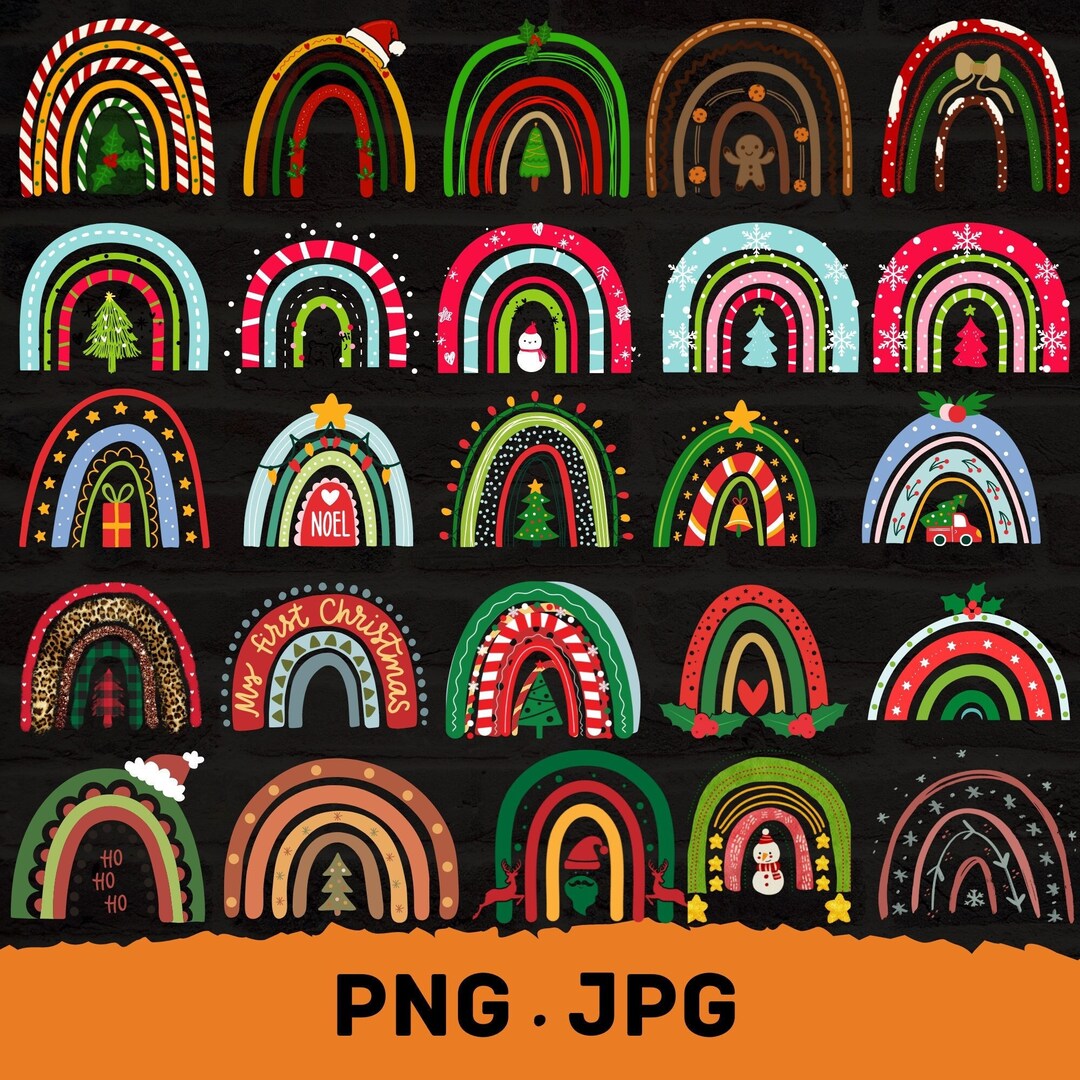 Christmas Rainbow Clipart, Christmas Svg, Rainbow Clipart, Scandinavian ...