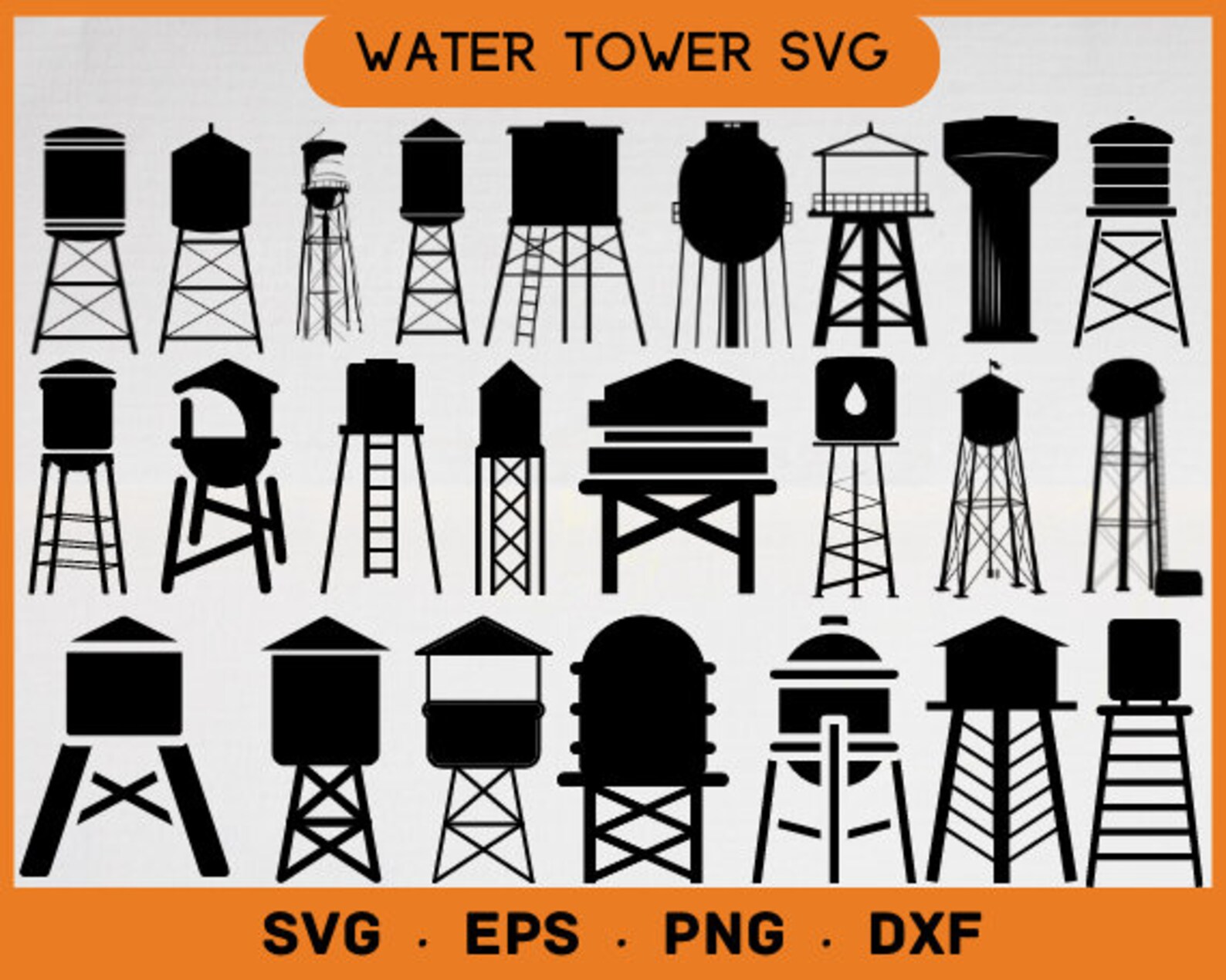 Water Tower Svg Water Tank Svg Clipart Graphic Png - Etsy