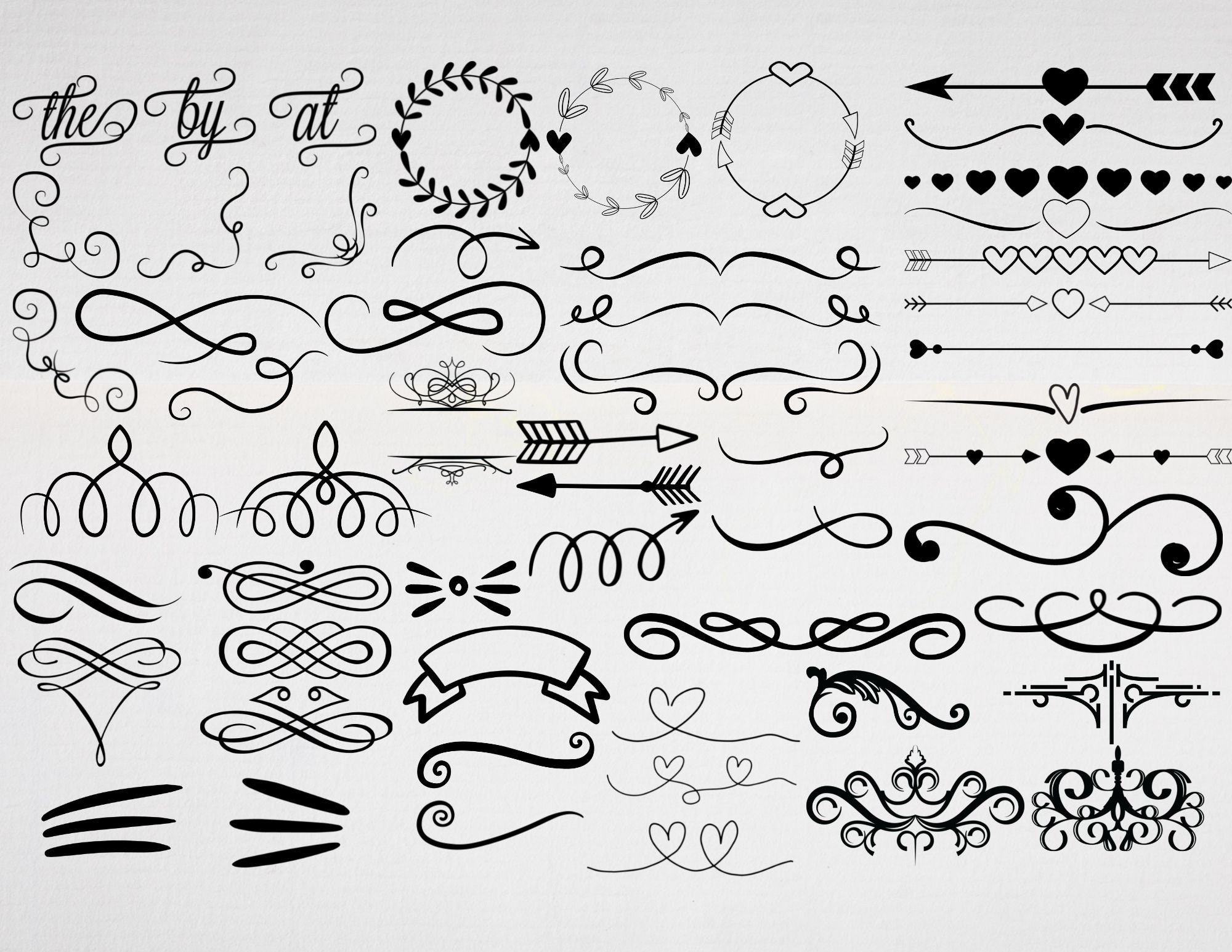 120 Doodle Elements Svg Bundle Swashes Svg Flourishes Svg | Etsy