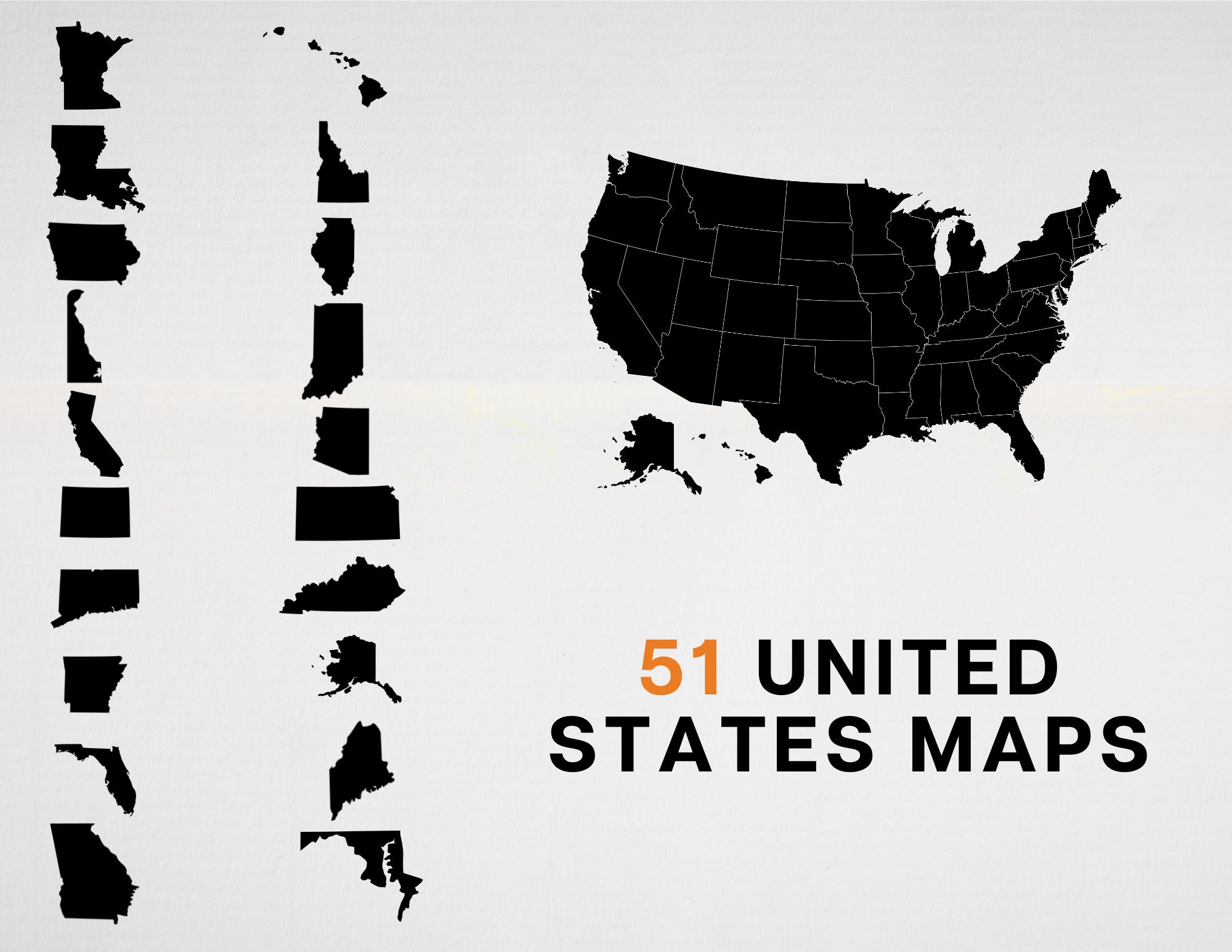 50 States SVG Bundle Outline United States Map Svg State - Etsy