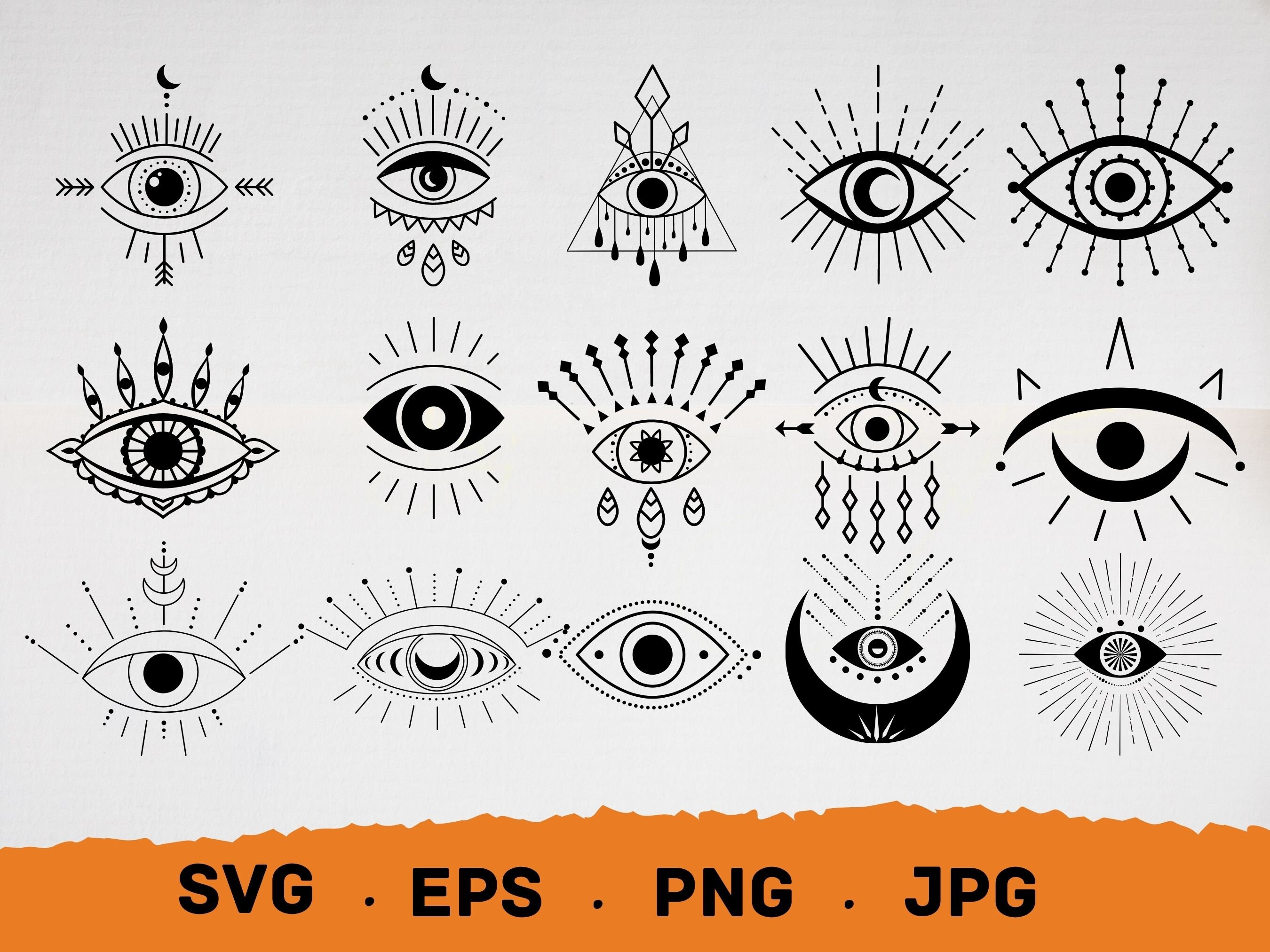 Evil Eye SVG bundel Boho ogen SVG PNG clipart Witchy Devil - Etsy Nederland