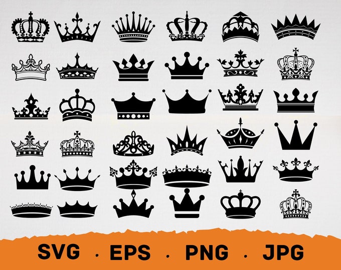 CROWN SVG BUNDLE, Crown Svg Archivo de corte, Queen Crown Svg, King ...