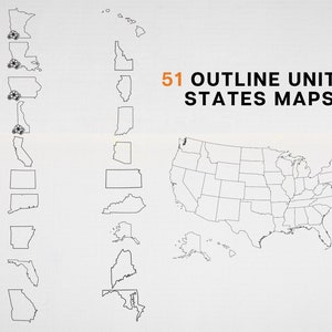 50 States SVG Bundle, Outline United States Map Svg, State Outline Svg ...