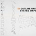 50 States SVG Bundle, Outline United States Map Svg, State Outline Svg ...