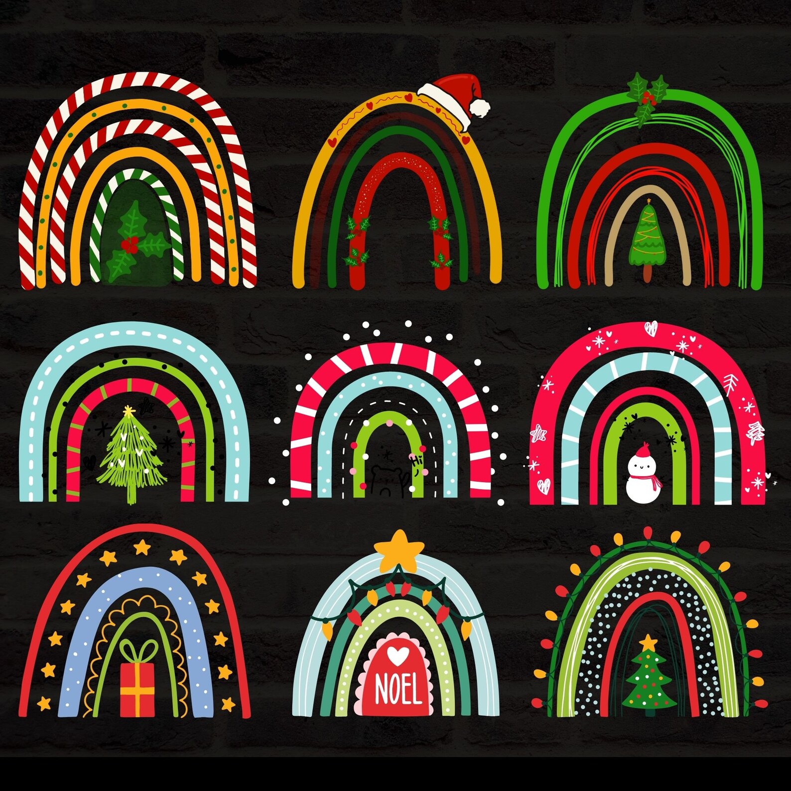 Christmas Rainbow Clipart Christmas Svg Rainbow Clipart - Etsy Canada