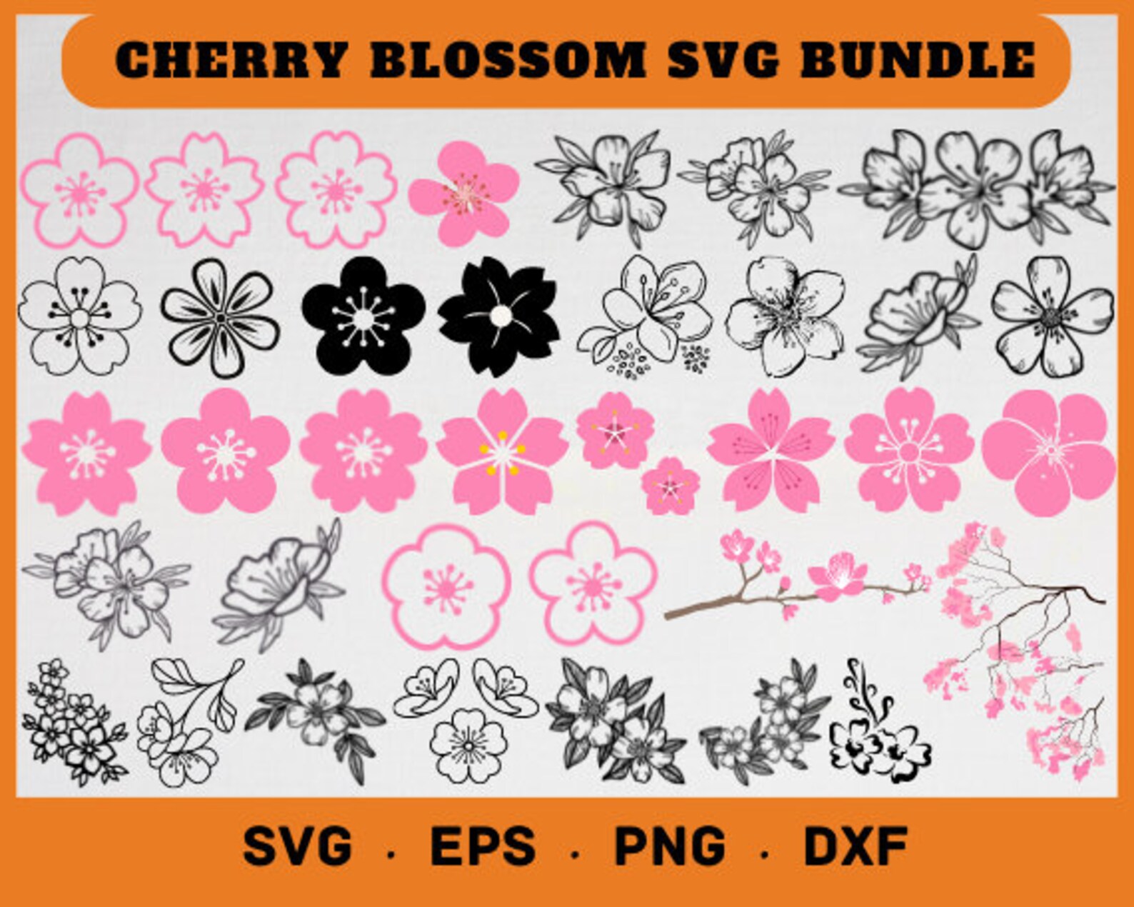 Cherry Blossom Svg Cherry Blossom Png Sakura Blossom Svg - Etsy
