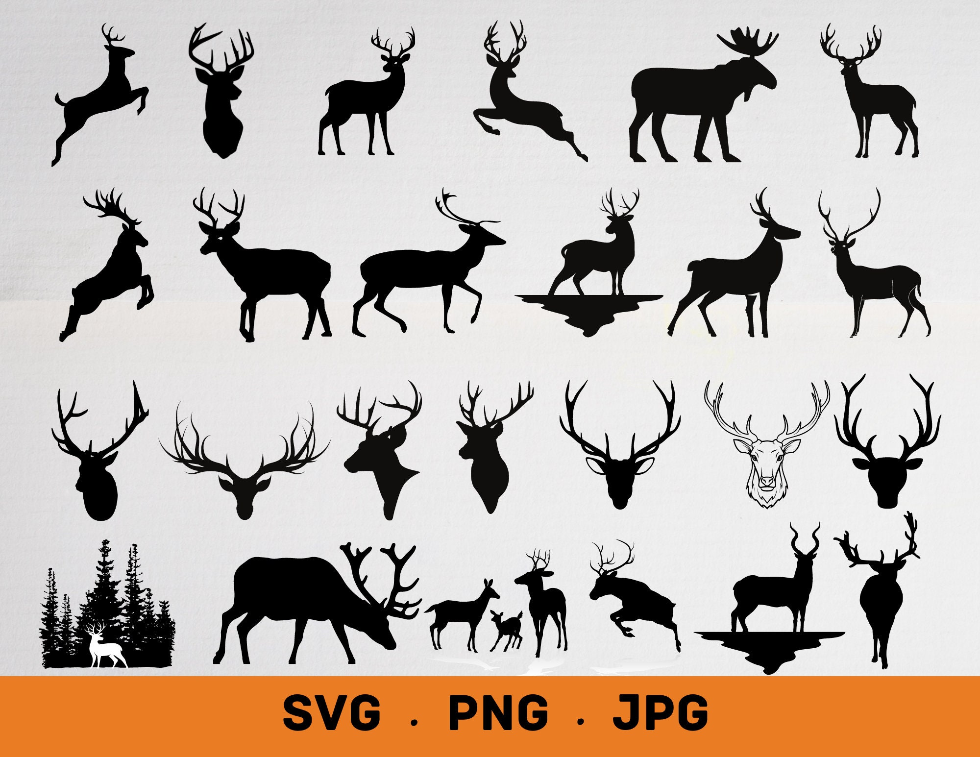 Deer Bundle Svg Deer Svg Nature Deer Svg File Mountains Svg - Etsy Canada