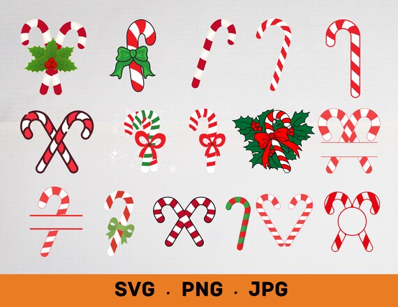 Christmas Candy Monogram Candy Cane Svg Crossed Candy Cane - Etsy