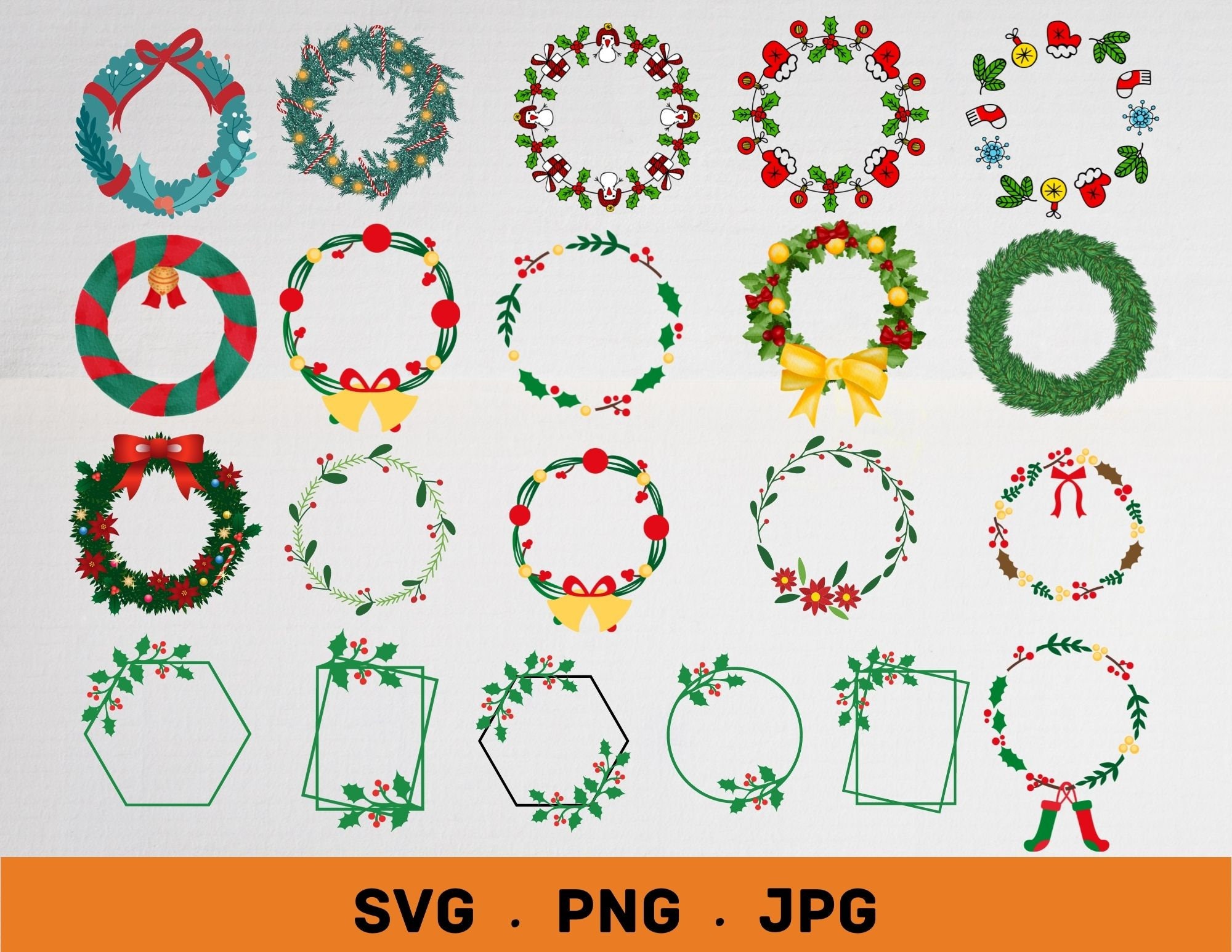 Christmas Monogram Frames SVG Bundle Winter Wreath Monogram - Etsy