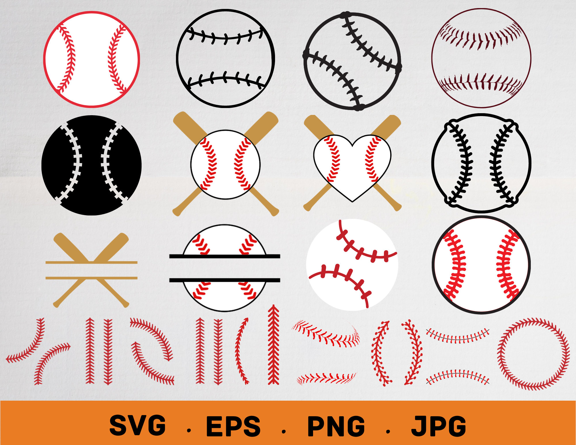Baseball SVG Bundle Baseball Stitches Svg Softball Svg | Etsy