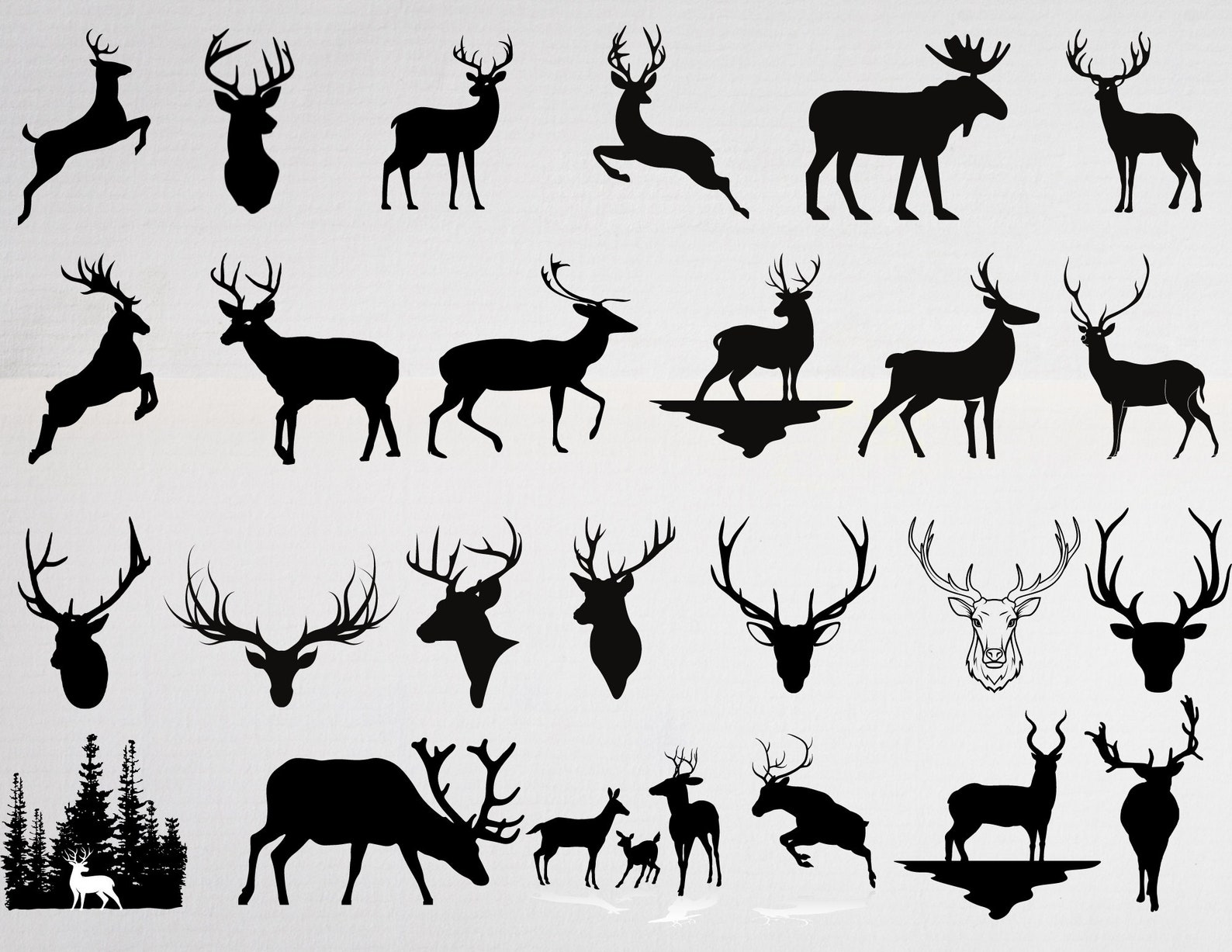 Deer Bundle Svg Deer Svg Nature Deer Svg File Mountains Svg - Etsy Canada