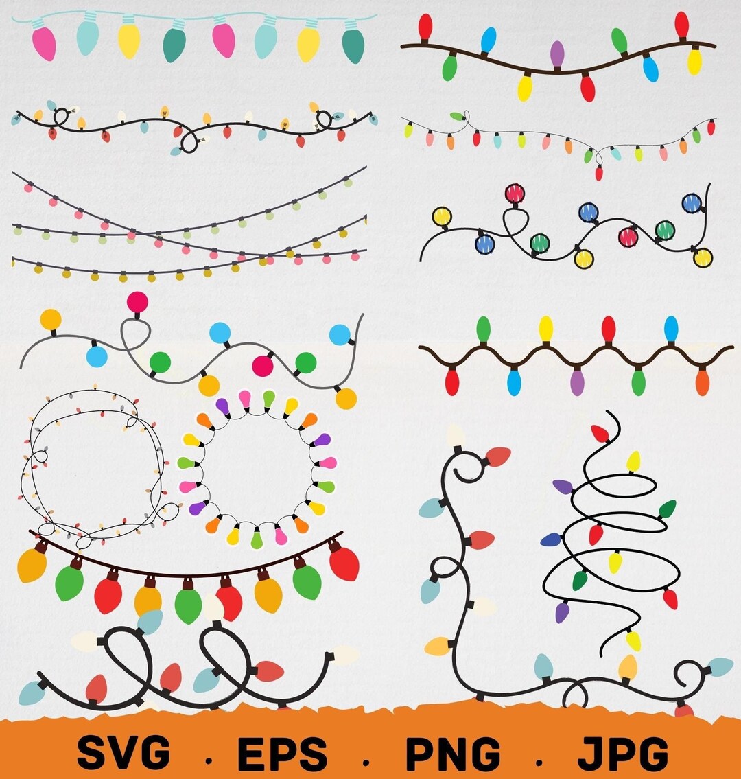 16 Christmas Lights SVG, Christmas Light String Svg, Christmas Lights ...