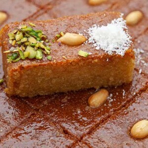 Homemade Turkish Semolina Cake: Shambali Dessert With Peanut Topping - Etsy