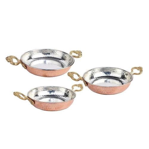 Set of 3 Pcs Hand-hammered Traditional Copper Pan frying - Etsy