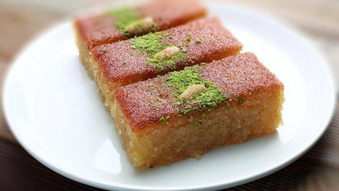 Homemade Turkish Semolina Cake: Shambali Dessert With Peanut Topping - Etsy