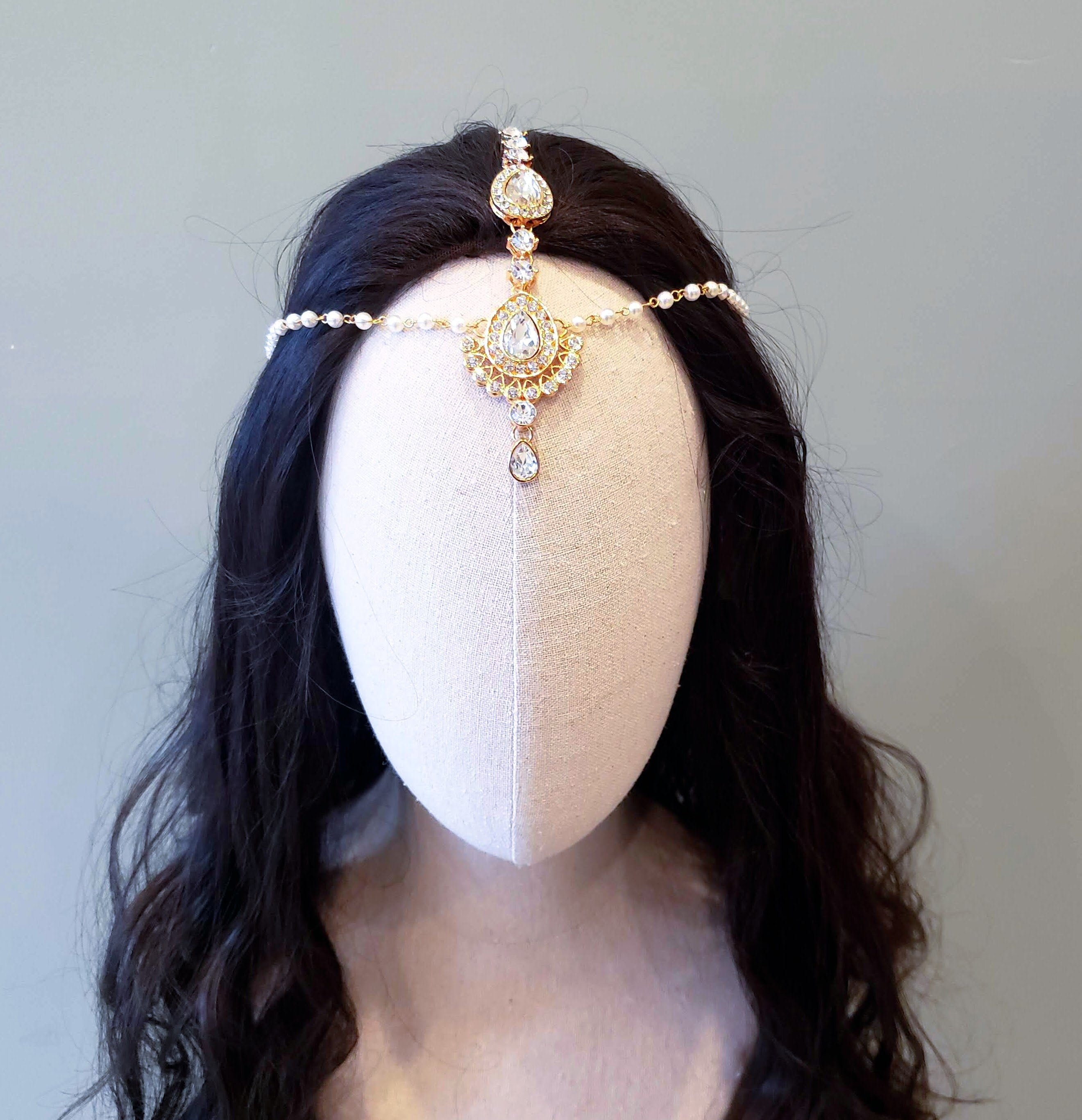 Bridal Head Chain Bohemian Boho Gold Head Chain Hair Jewelry Etsy Uk