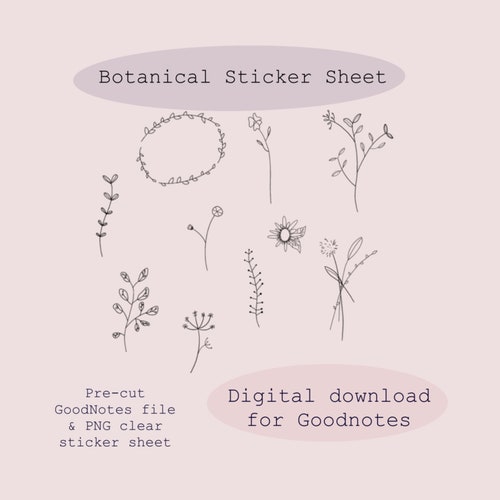 Botanical Sticker Sheet Goodnotes Stickers Digital - Etsy