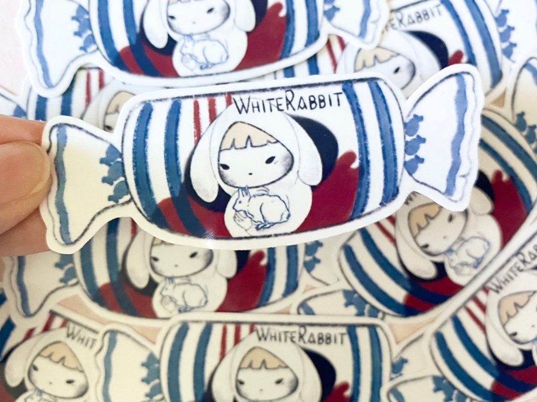White Rabbit Candy Sticker - Etsy