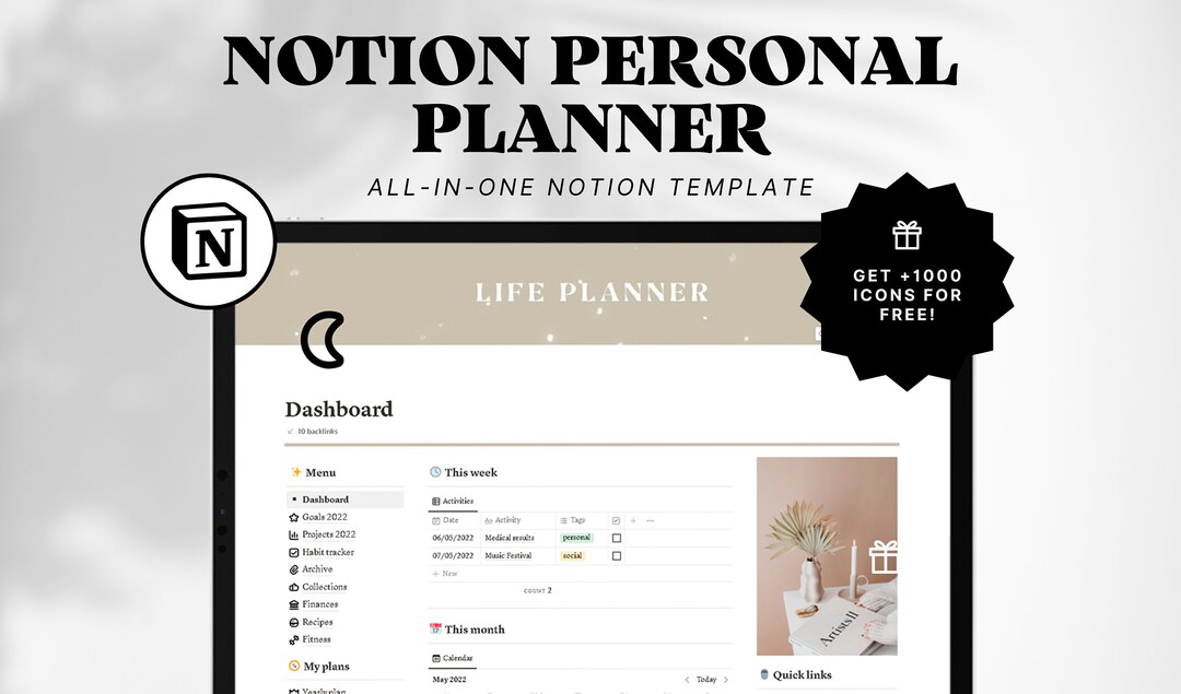 Notion Template: Personal Planner Minimal Editable Notion All-in-one ...
