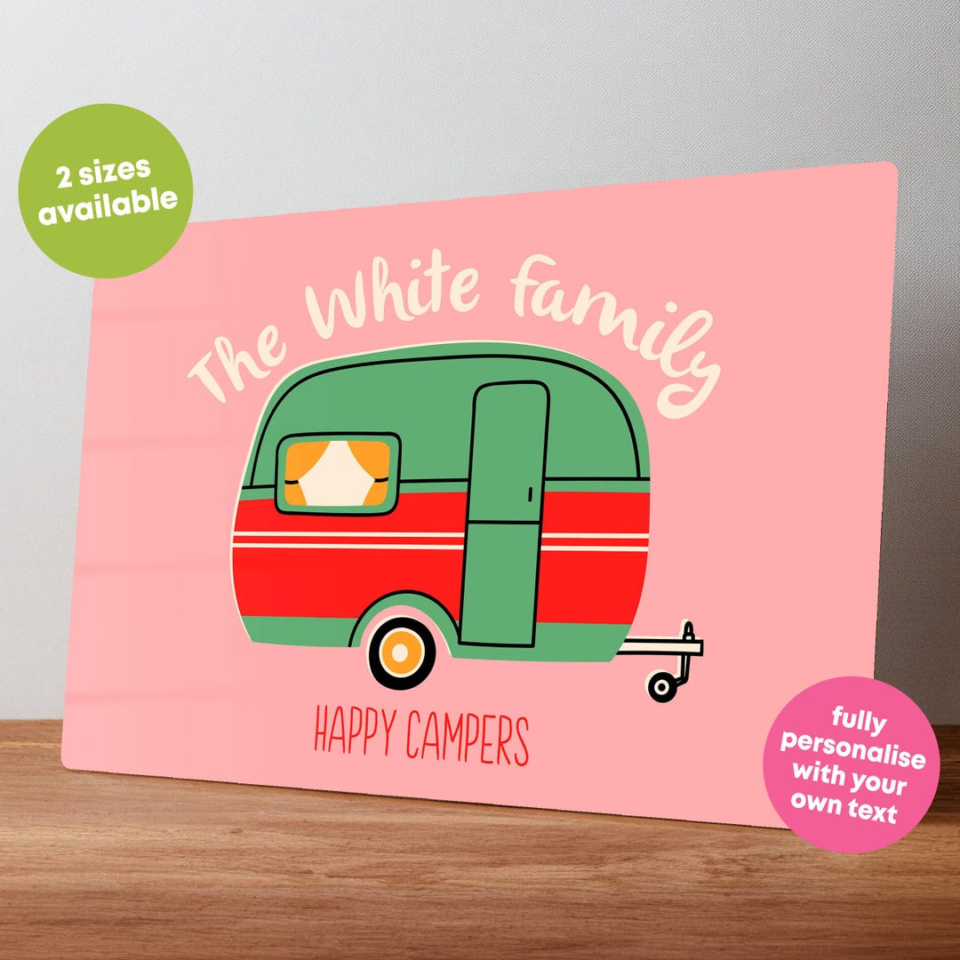 Personalised Caravan Sign – Custom Retro Camper Van Wall Art, Vintage ...