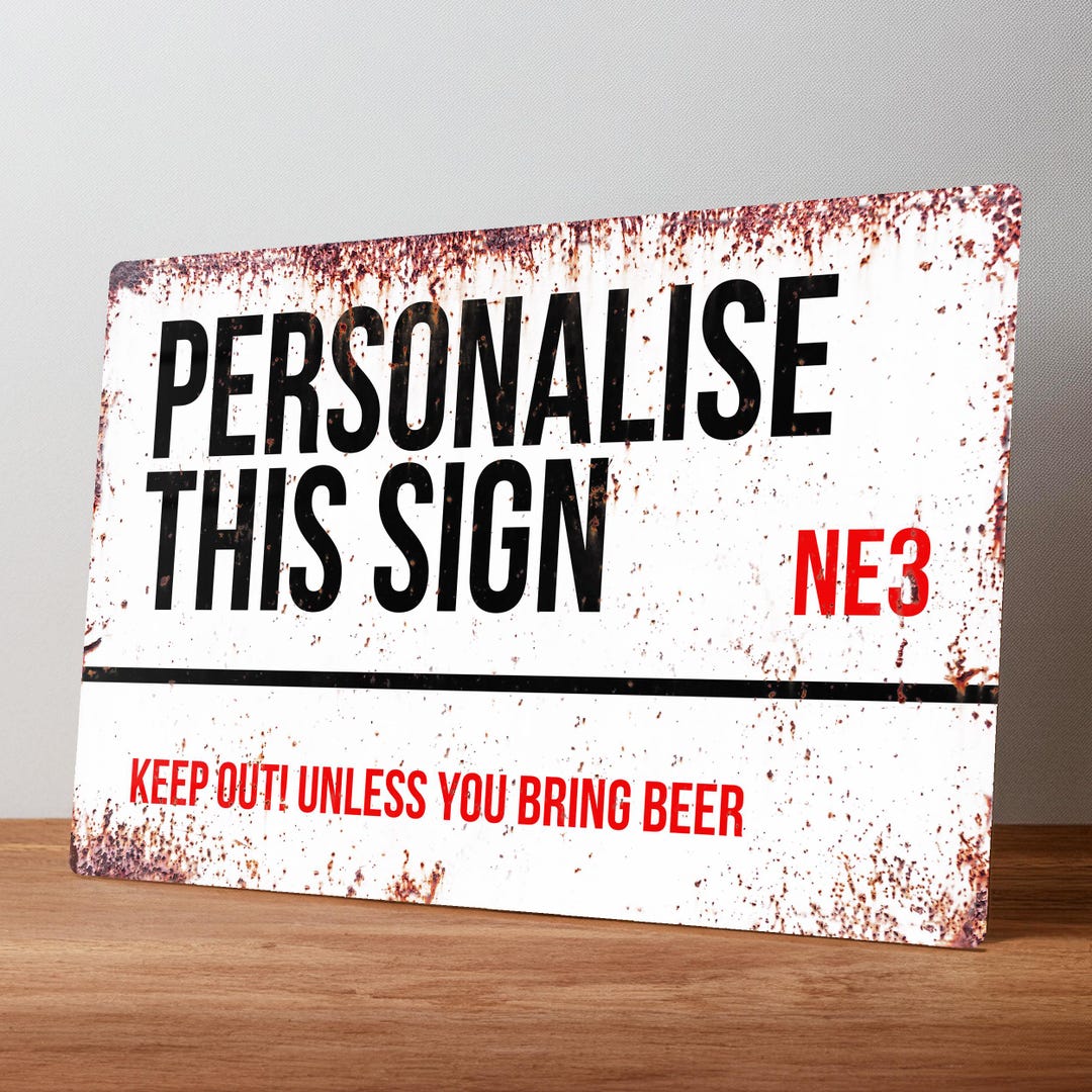 Personalised Street Road Metal Wall Sign – Retro Vintage Plaque, Custom ...