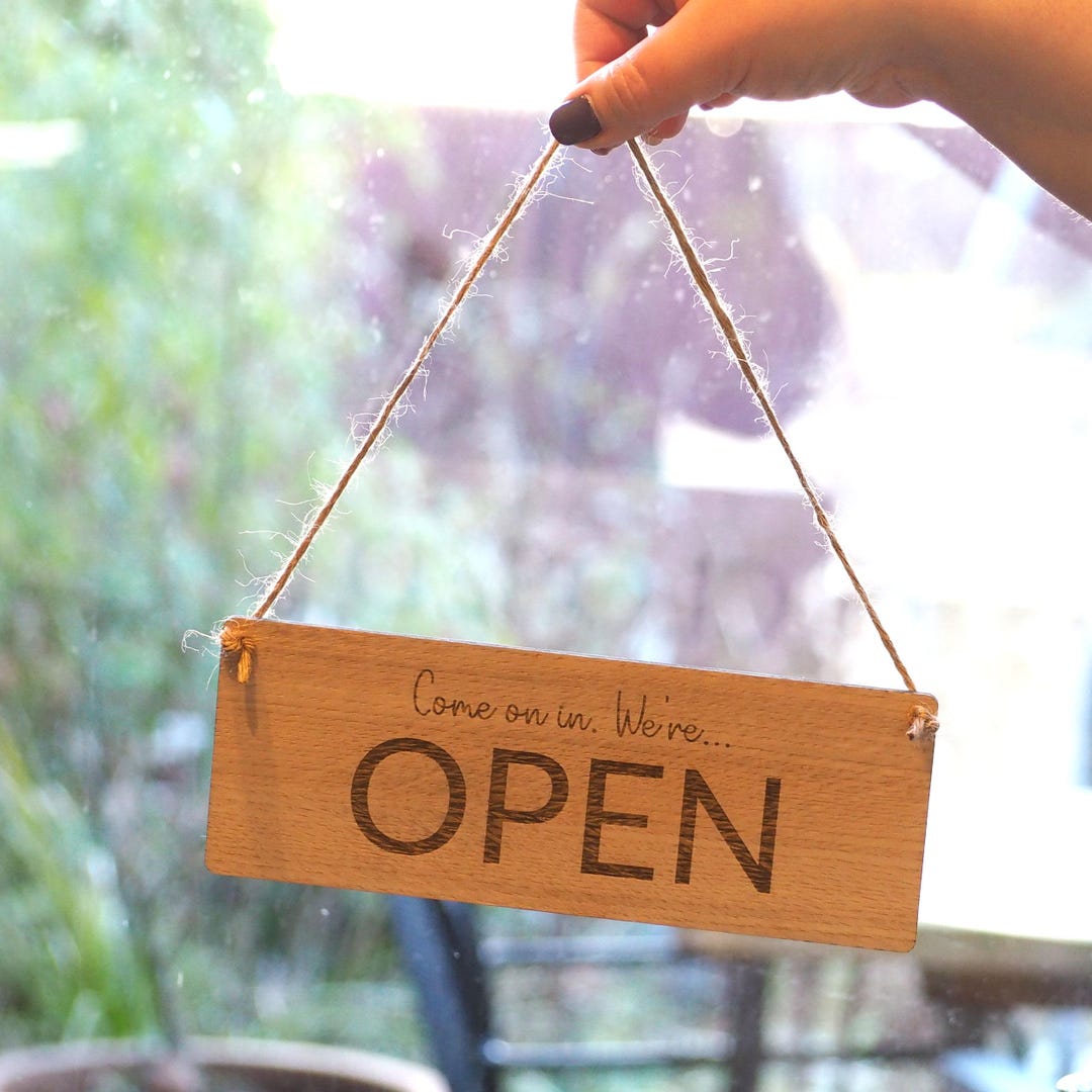 Open/closed Shop Sign / Personalised Wooden Engraved Shop Signage ...