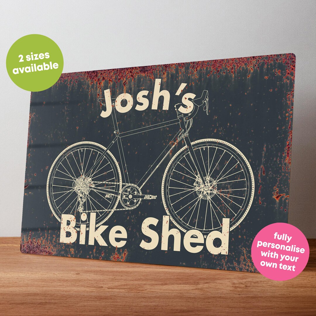Personalised Bike Shed Sign – Custom Metal Cycling Wall Sign, Bike Shed ...