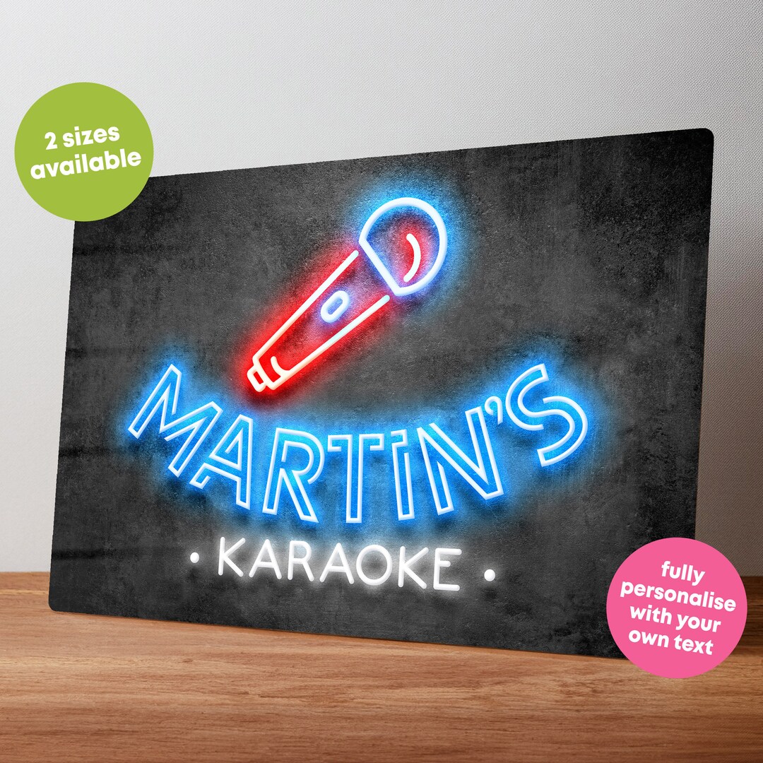 Personalised Neon Effect Karaoke Sign – Custom Metal Karaoke Sign, Home ...