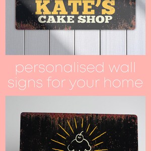 Personalised Cake Shop Sign Custom Metal Bakery Wall Art Pastry Kitchen ...