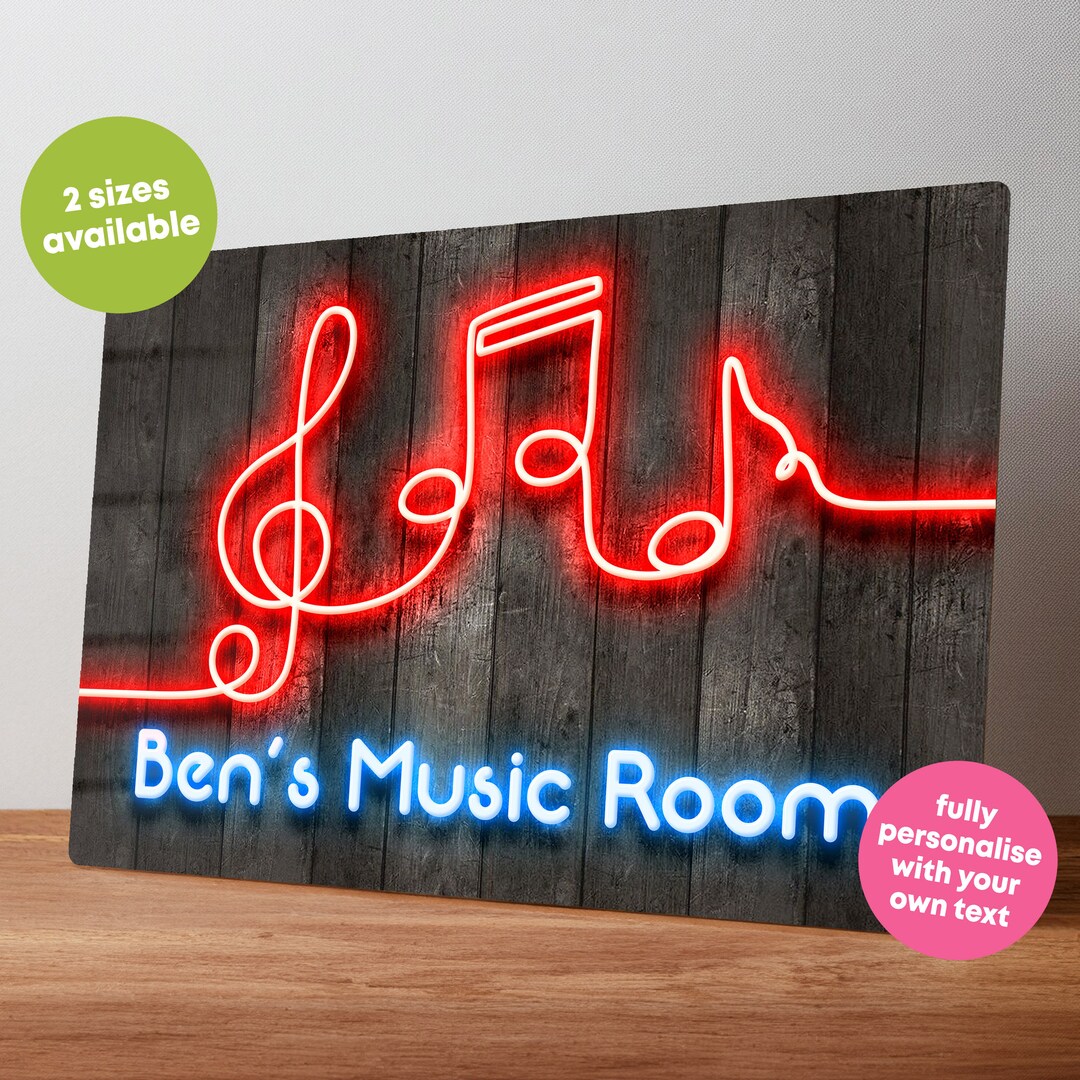 Personalised Neon Effect Music Room Sign – Musician Gift, Metal Wall ...