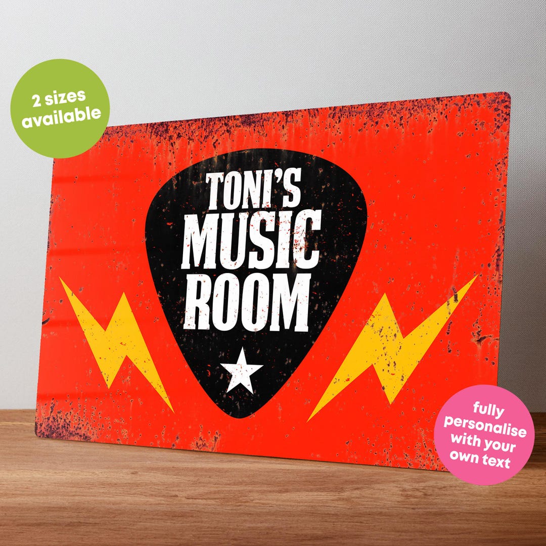 Personalised Music Room Sign – Custom Guitarist Wall Art, Musician Gift ...