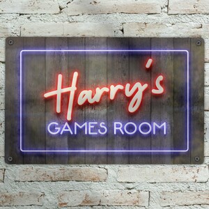 Games Room Sign / Decor / Neon Style / Computer Game / Mancave / Wall ...
